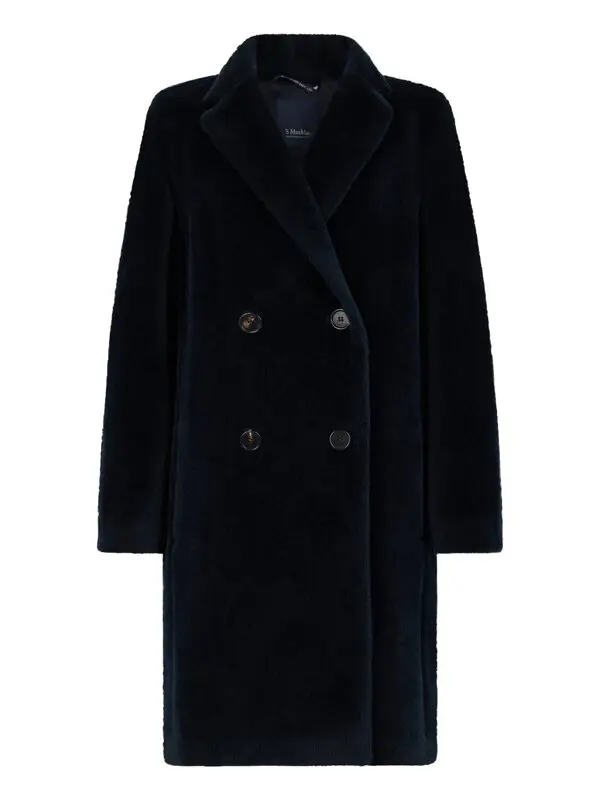 Max Mara Double-breasted Wool & Alpaca Jacket With Classic Collar - Blue