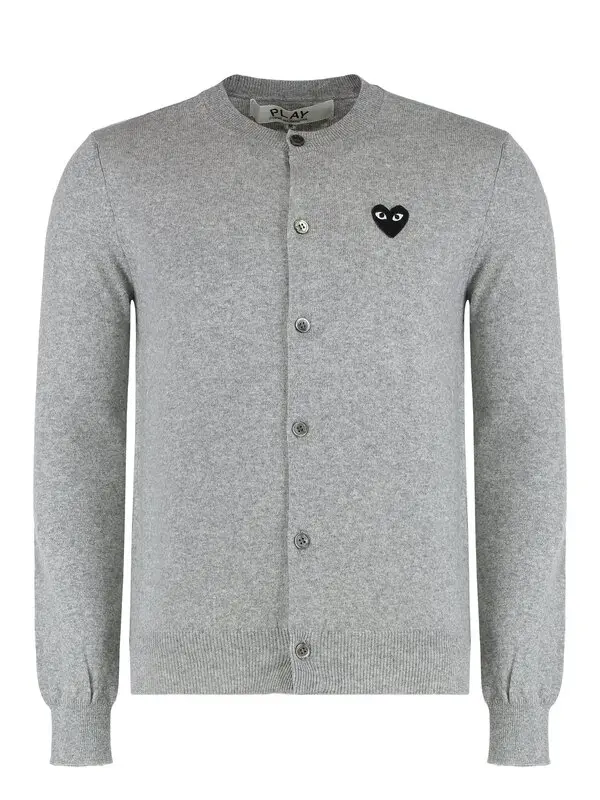Play Comme Des Garcon Round-neck Emblem Knit Sweater - Light Grey