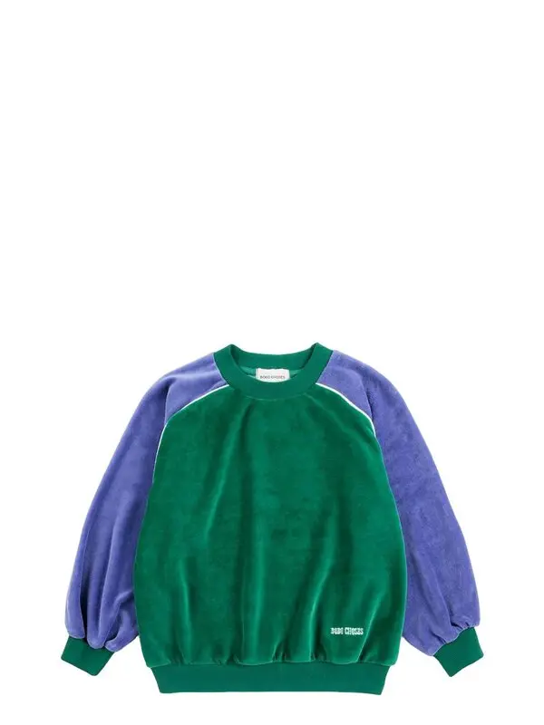 BOBO CHOSES Color Block Terry Cloth Sweatshirt - Green