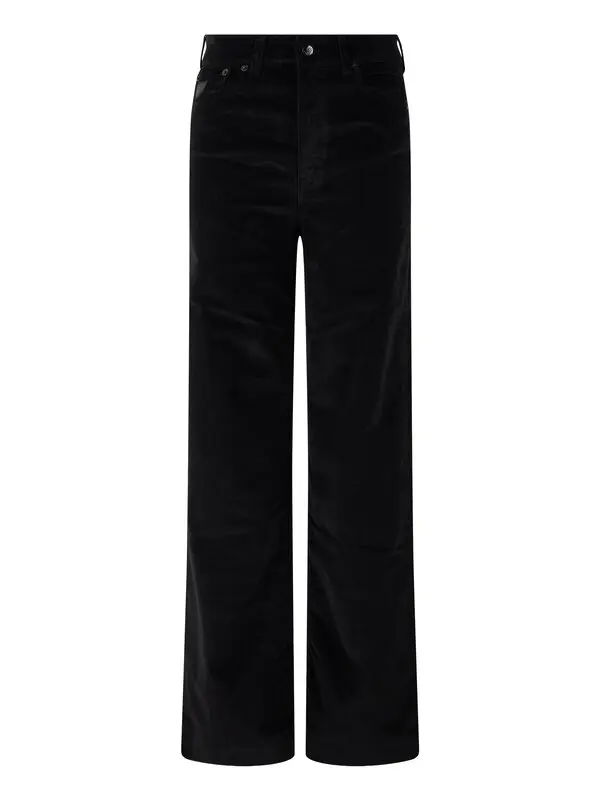 LOIS Straight Velvet Pants With High Waist And Loose Fit - Black
