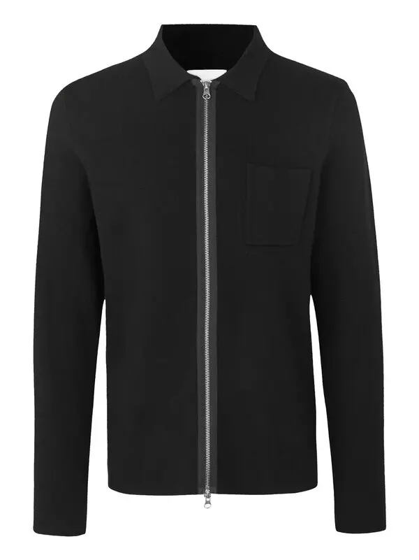 Samsøe Samsøe Zip-front Knit Cardigan With Chest Pocket - Black