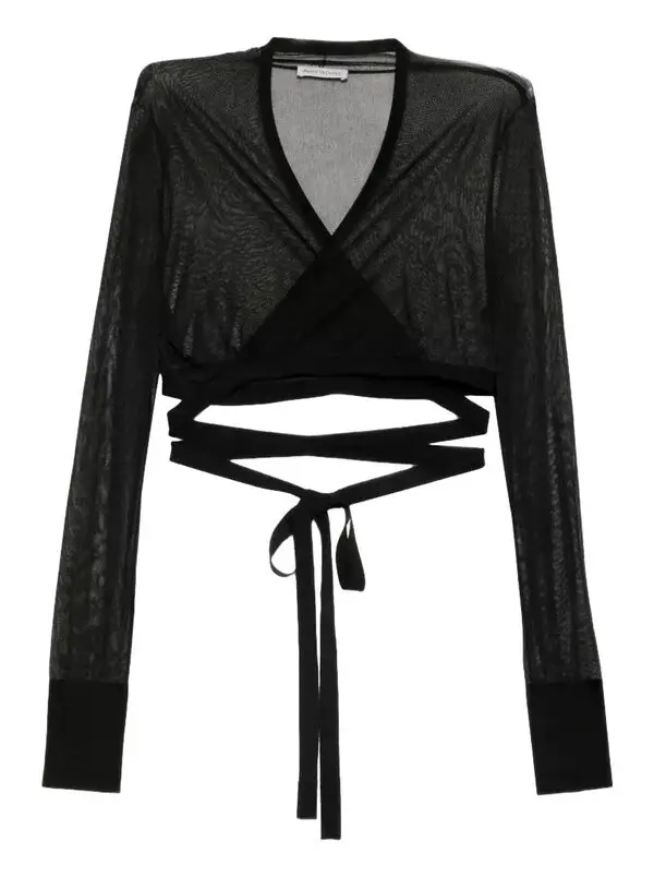PATRICK MCDOWELL Sheer Wrap-style Top - Black