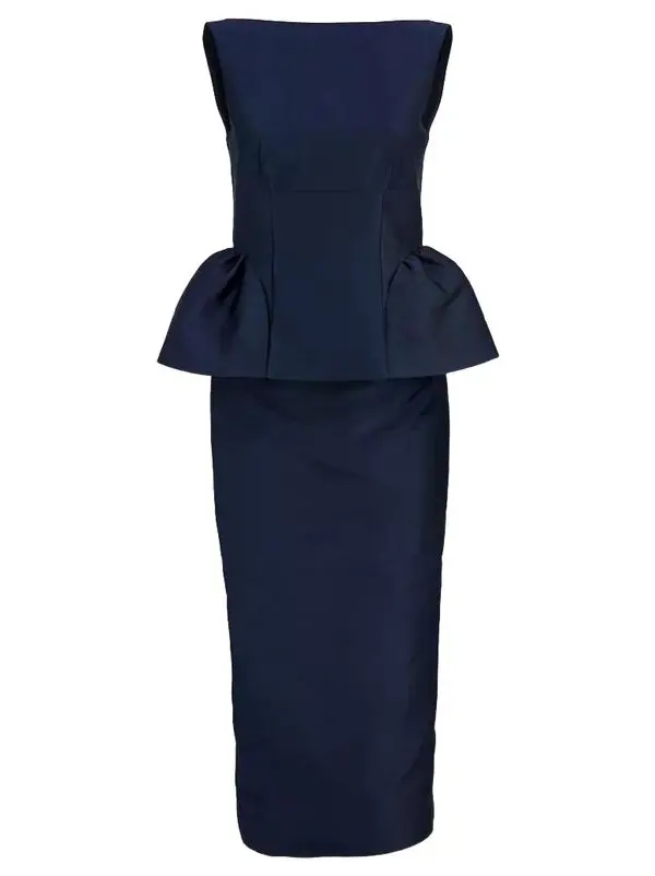 Roland Mouret Peplum-detail Sleeveless Midi Dress - Blue