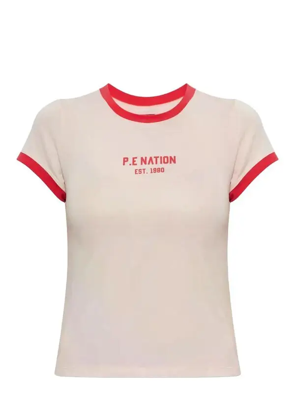 P.E Nation Reveal Logo-print Ringer T-shirt - Pink