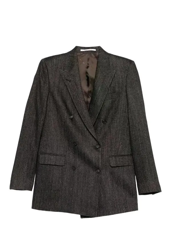 Tagliatore Double-breasted Herringbone-pattern Blazer - Brown