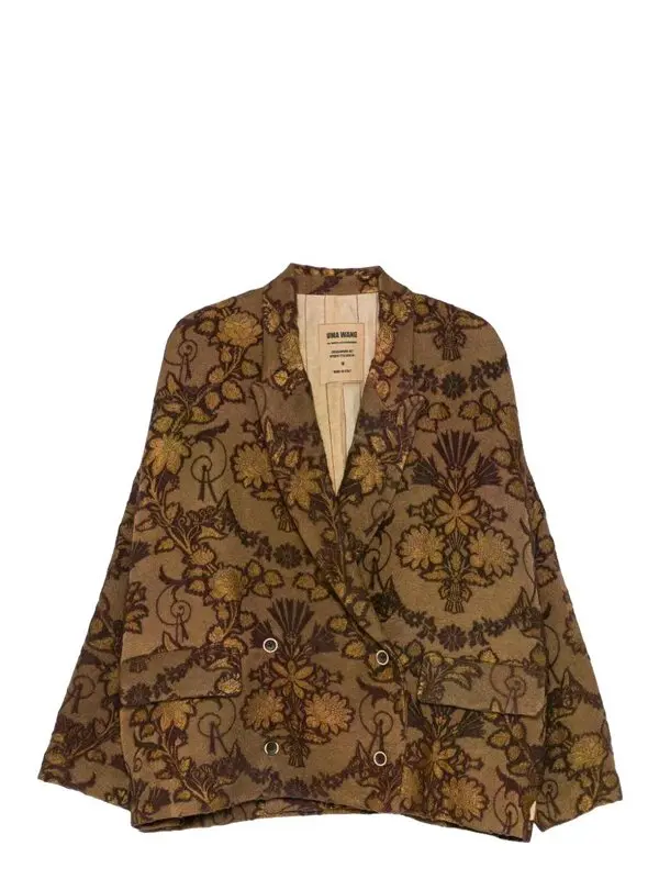 UMA WANG Floral-jacquard Jacket - Brown