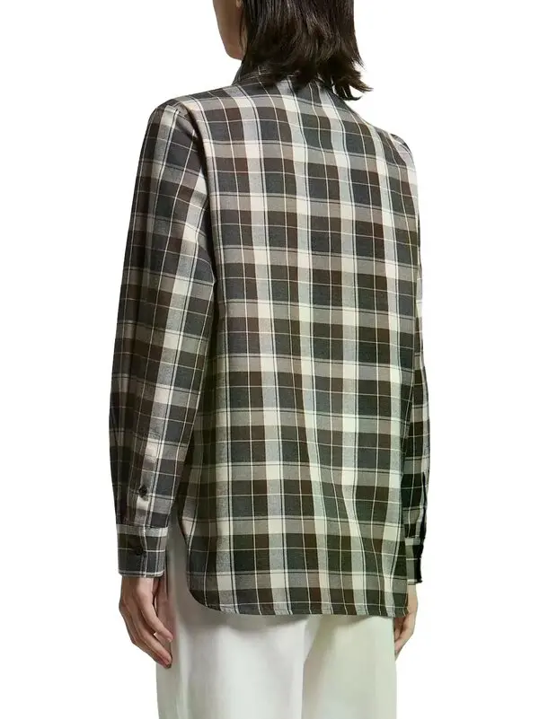 Peserico Check-pattern Tie-detail Shirt - Brown