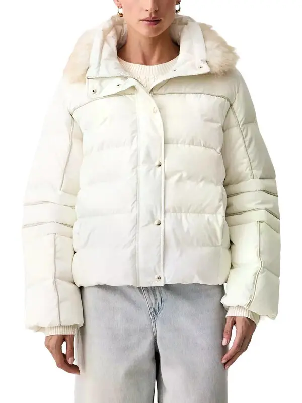 Liu Jo Quilted Down Jacket With Teddy Collar - White