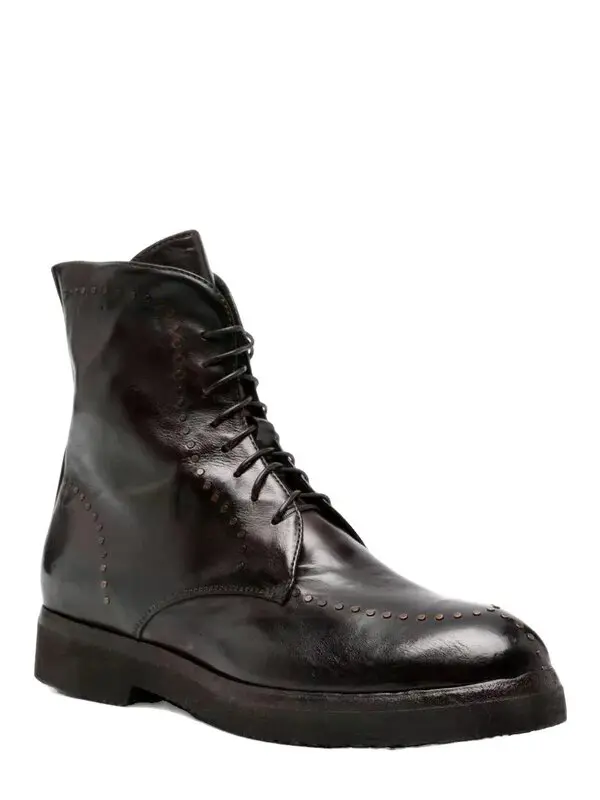 LEMARGO Studded Lace-up Boots - Brown