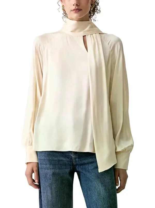 Liu Jo Pussy-bow Long-sleeve Blouse - Neutrals