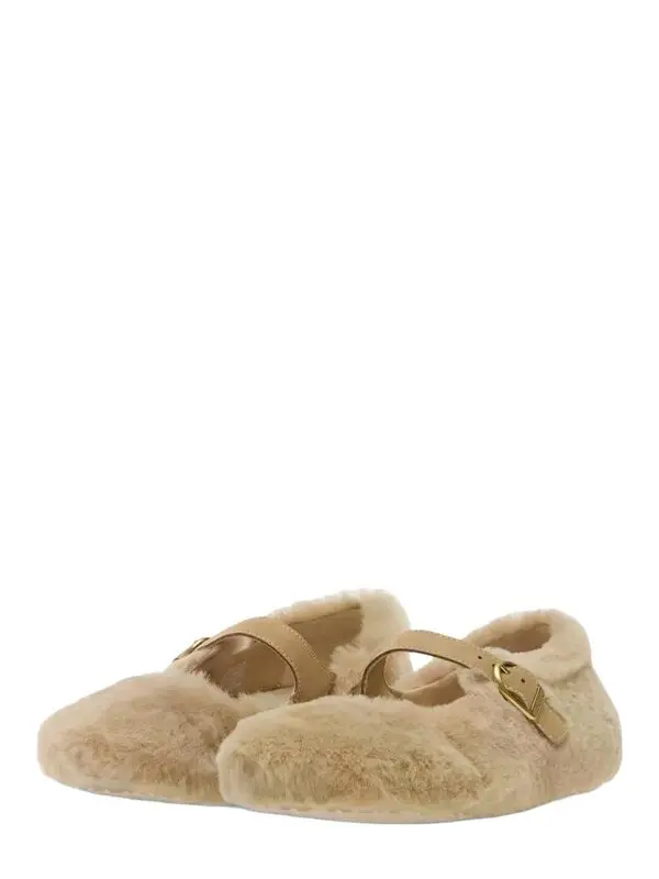BIRKENSTOCK Santa Clarita Shearling Ballet Flats - Neutrals