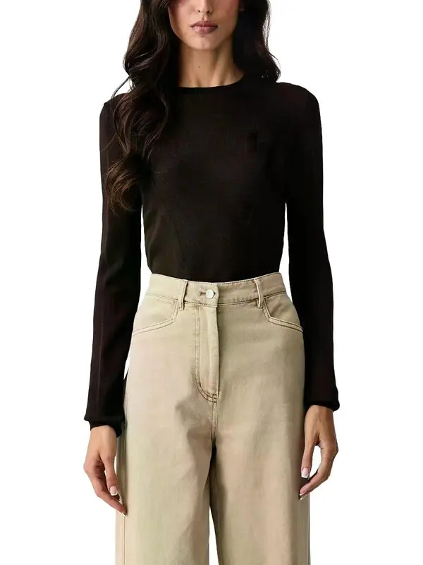 Armani Exchange Logo-embroidered Ribbed-knit Sweater - Brown