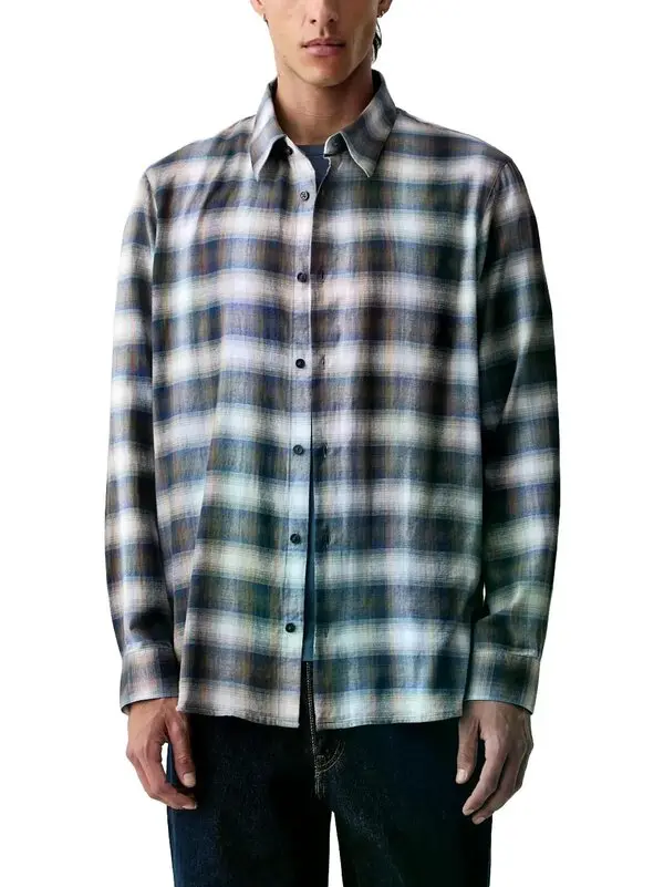 Armani Exchange Check-pattern Button-up Shirt - Blue