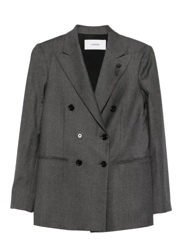 LARDINI Double-breasted Peak-lapels Jacket - Grey