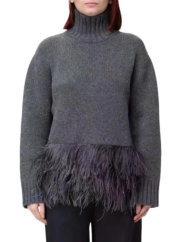Fabiana Filippi Feather-trim Turtleneck Sweater - Grey