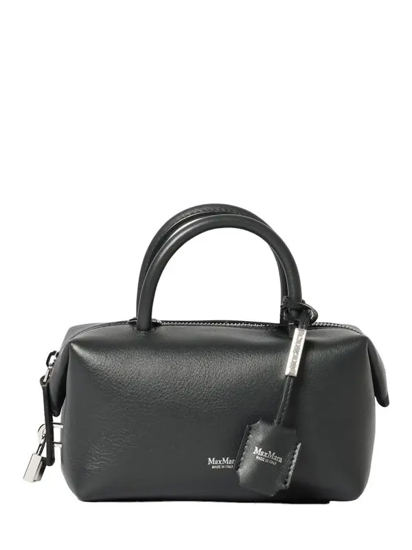 Max Mara Holdall Mini Smooth Leather Boston Bag With Charm - Gray