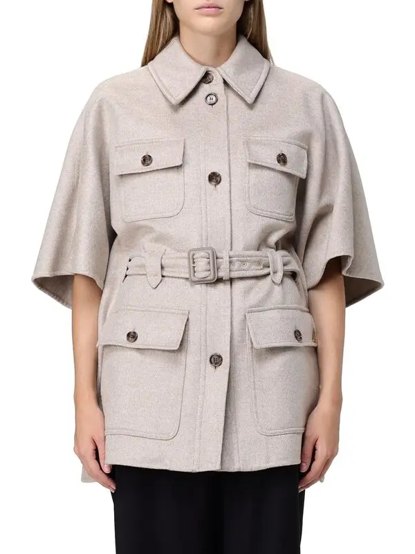 Max Mara Single-breasted 100% Cashmere Safari Jacket With Short Sleeves - Cream