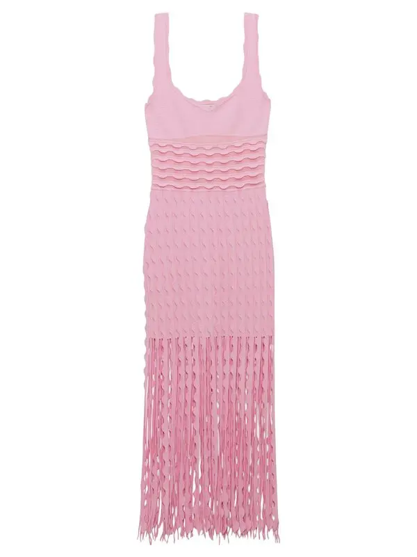 Simkhai Brionne Fringed-hem Dress Midi - Daisies
