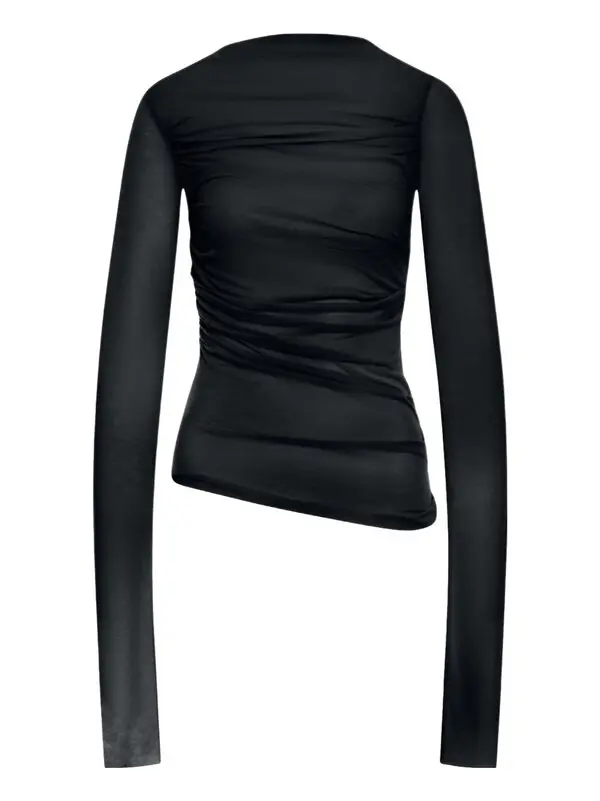 Soeur Gaia Pleated Long-sleeved T-shirt - Black
