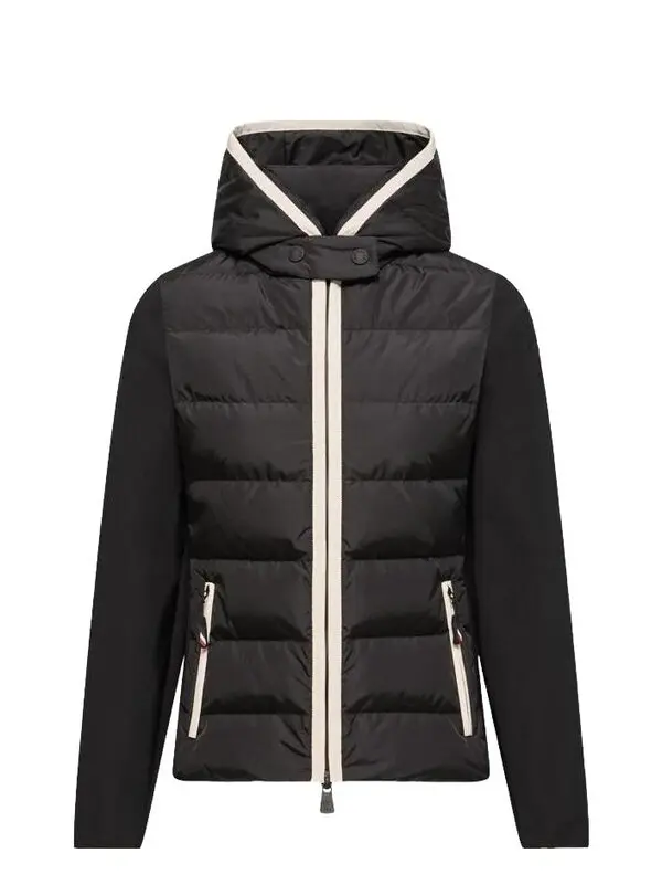 Moncler Contrast Trim Hooded Down Jacket - Black