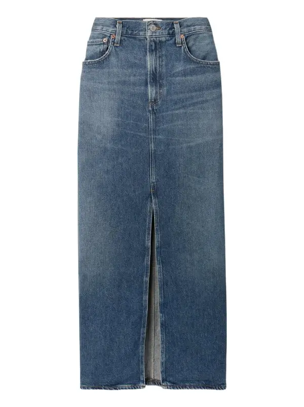 AGOLDE Leif Mid-rise Denim Maxi Skirt - Blue