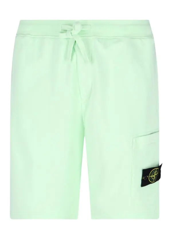 Stone Island Compass-patch Drawstring Cargo Shorts - Light Green