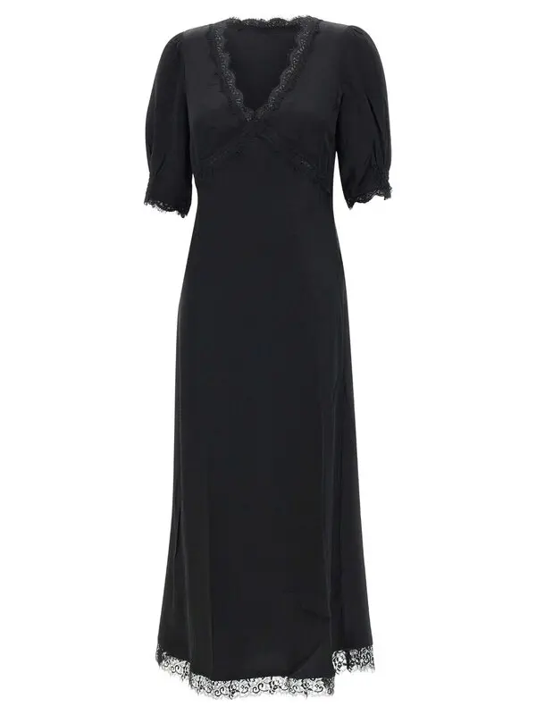 Rixo Annina V-neck Midi Dress - Black