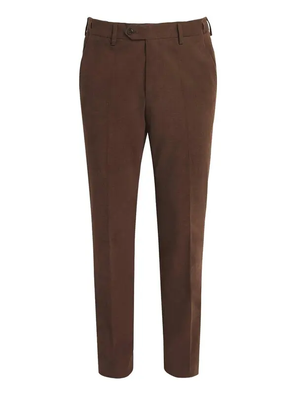Corneliani Cotton Twill Flat-front Trousers - Brown