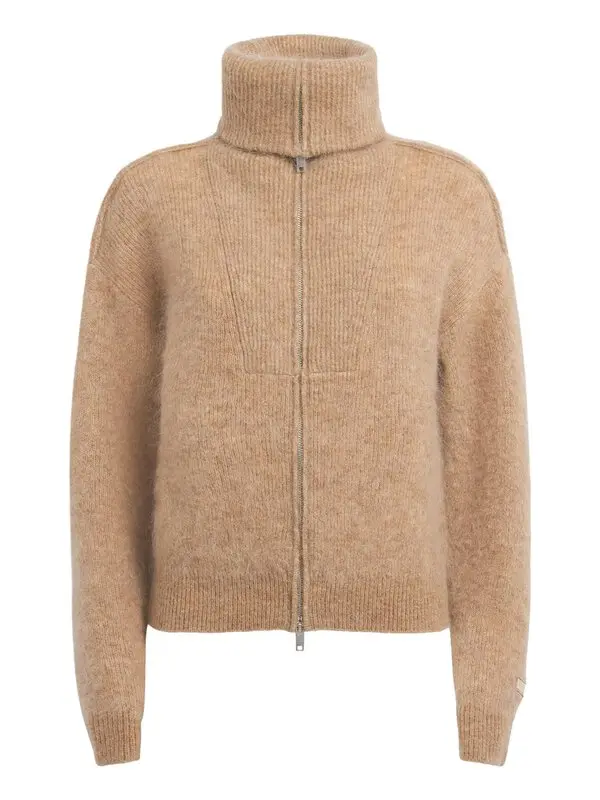 Claudie Pierlot Funnel-neck Zip Cardigan - Brown