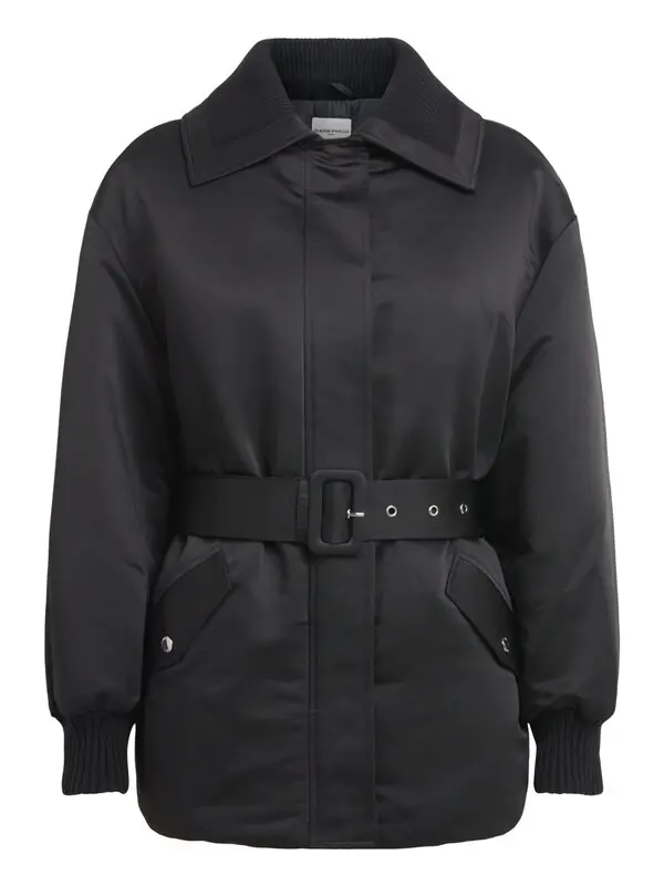 Claudie Pierlot Satin Belted Puffer Jacket - Black