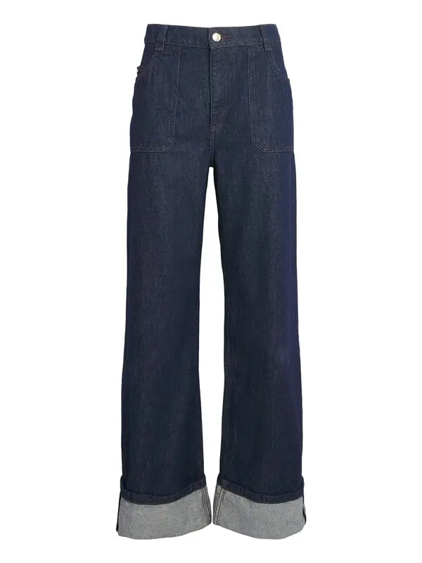 Claudie Pierlot Embroidered-cuff High-rise Straight Jeans - Blue