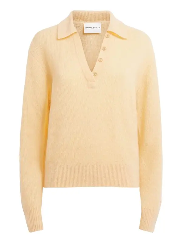 Claudie Pierlot Textured Polo Sweater - Yellow