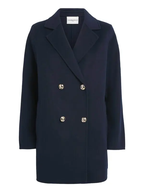 Maje Wool Longline Pea Coat - Black