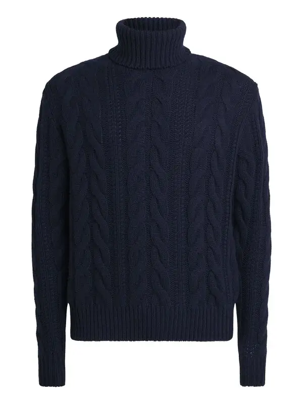 Ralph Lauren Purple Label Cashmere Cable-knit Sweater - Navy