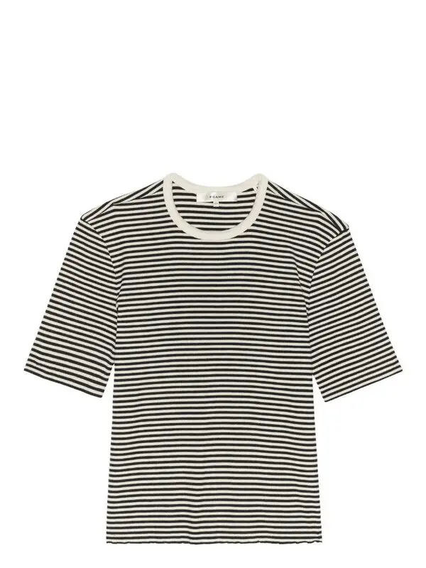 FRAME Fine Rib Crewneck T-shirt - Crem
