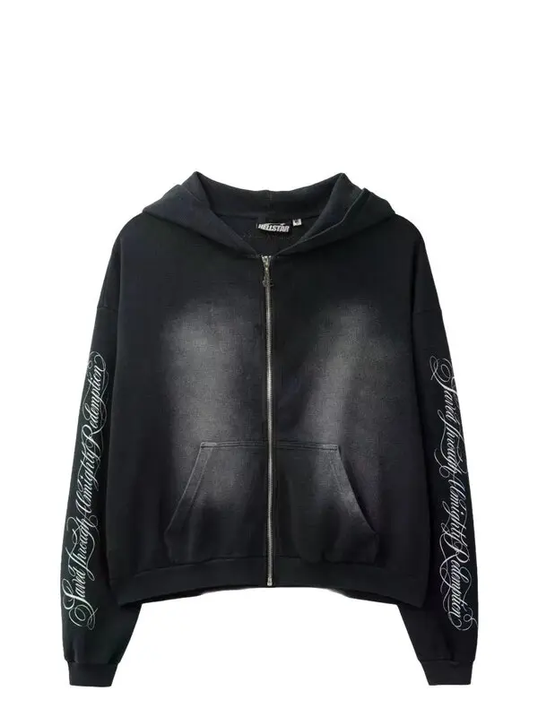 HELLSTAR Graphic-print Zip-up Hoodie - Black