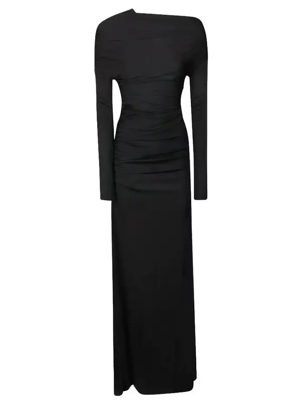 Victoria Beckham Ruched Long-sleeve Maxi Dress - Black
