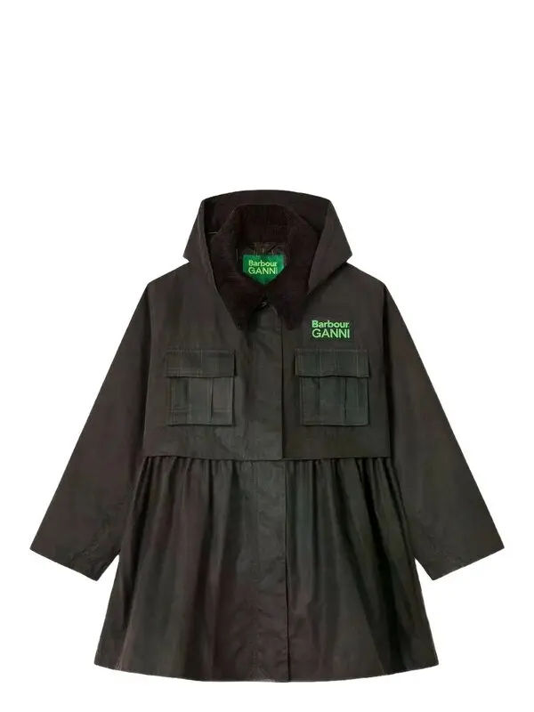 Barbour Peplum Logo-embroidered Coat - Black