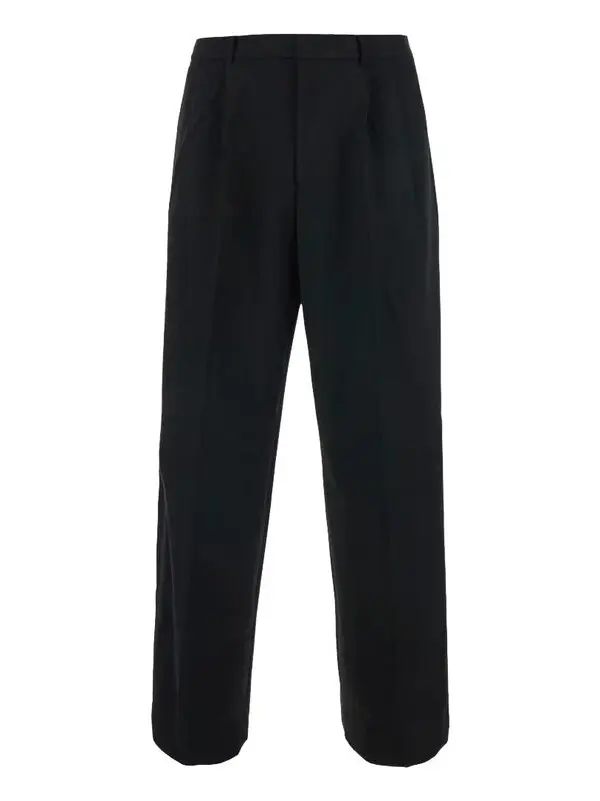 DUNST Pleated Straight-leg Trousers - Black
