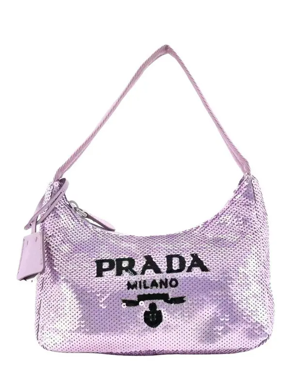 Prada Re-edition 2000 Sequins Mini Hobo Bag - Purple