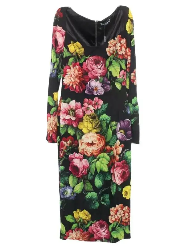 Dolce & Gabbana 2010s Floral-print Dress - Black