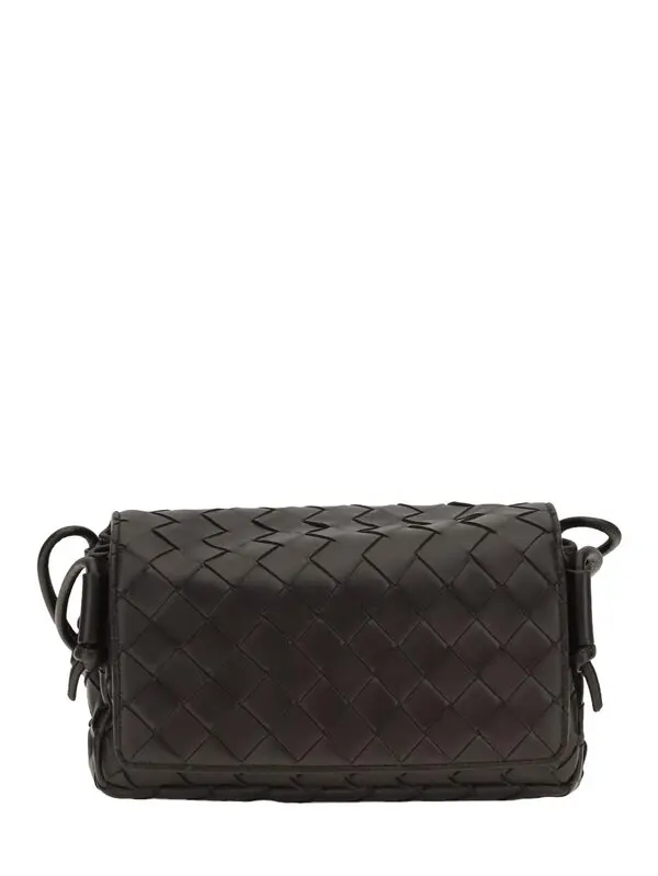 Bottega Veneta Notturno Woven Leather Shoulder Bag With Knotted Strap - Brown
