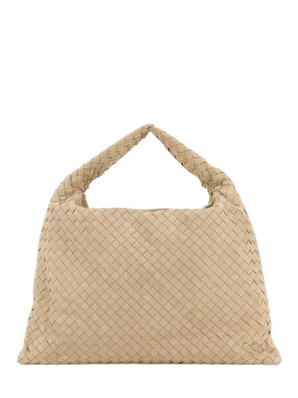 Bottega Veneta Hop Intrecciato Suede Calfskin Shoulder Bag - Cream