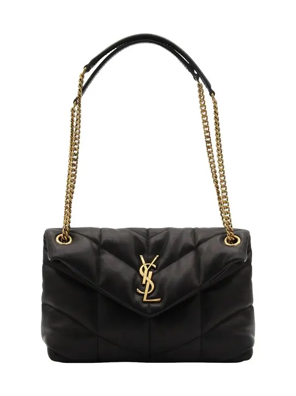 Saint Laurent Puffer Small Quilted Chevron Nappa Bag - Black