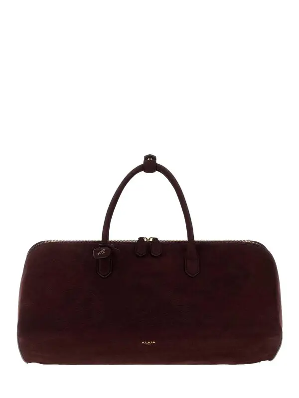 Alaïa Alai�a Delta Medium Nubuck Leather Handbag With Double Zip And Shoulder Strap - Red