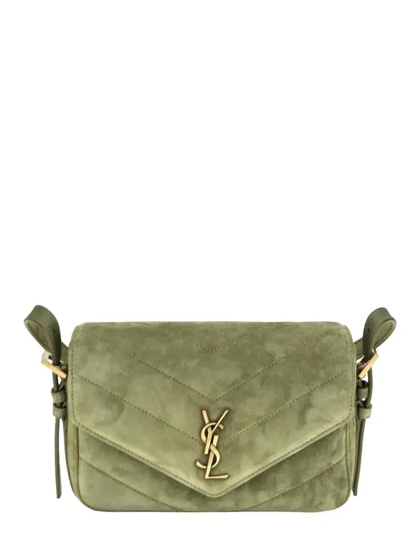 Saint Laurent Loulou Mini Bag In Quilted Suede - Green