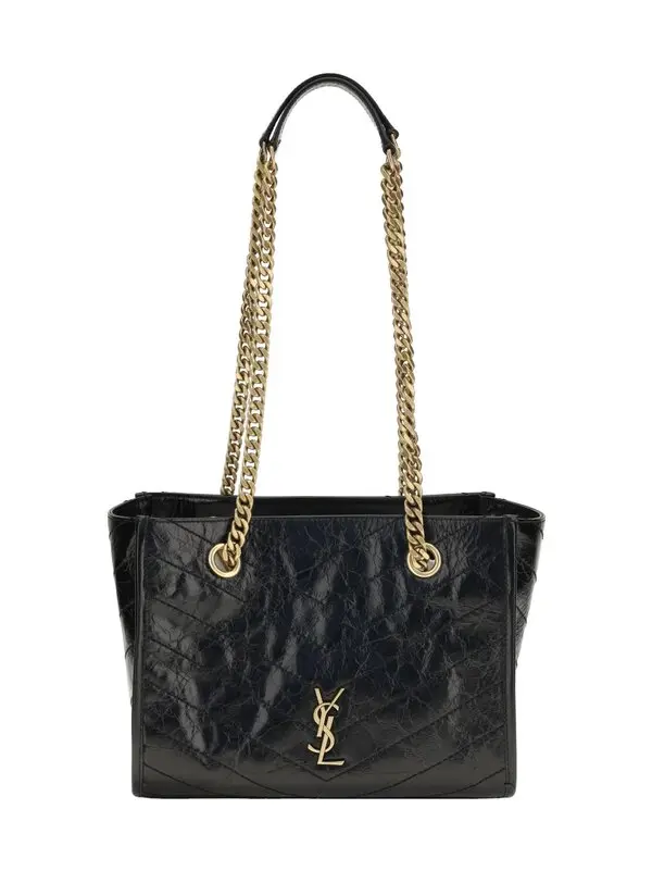 Saint Laurent Niki Bag In Quilted Calfskin With Chevron Pattern - Black