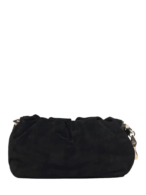 CHRISTIAN LOUBOUTIN Eva Ruched Suede Calfskin Mini Crossbody Bag - Black