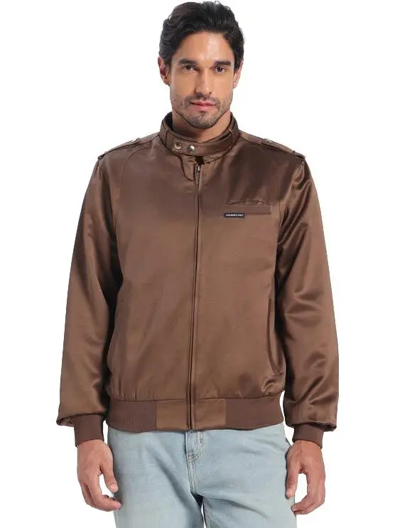 MEMBERS ONLY Classic Satin Iconic Racer Jacket - Brown