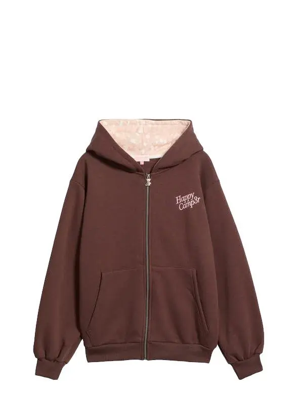 HAPPY CAMP3R Fawn Love Full Zip Hoodie - Espresso
